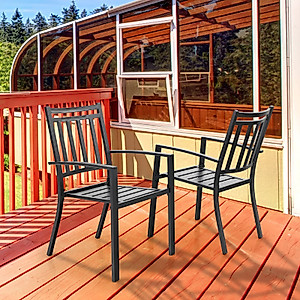 PHI VILLA Set of 2 Metal Patio Dining Chairs, Indoor/Outdoor Portable Patio Chairs, Stackable Bistro Chairs for Garden, Backyard, Lawn - Support 300 lbs