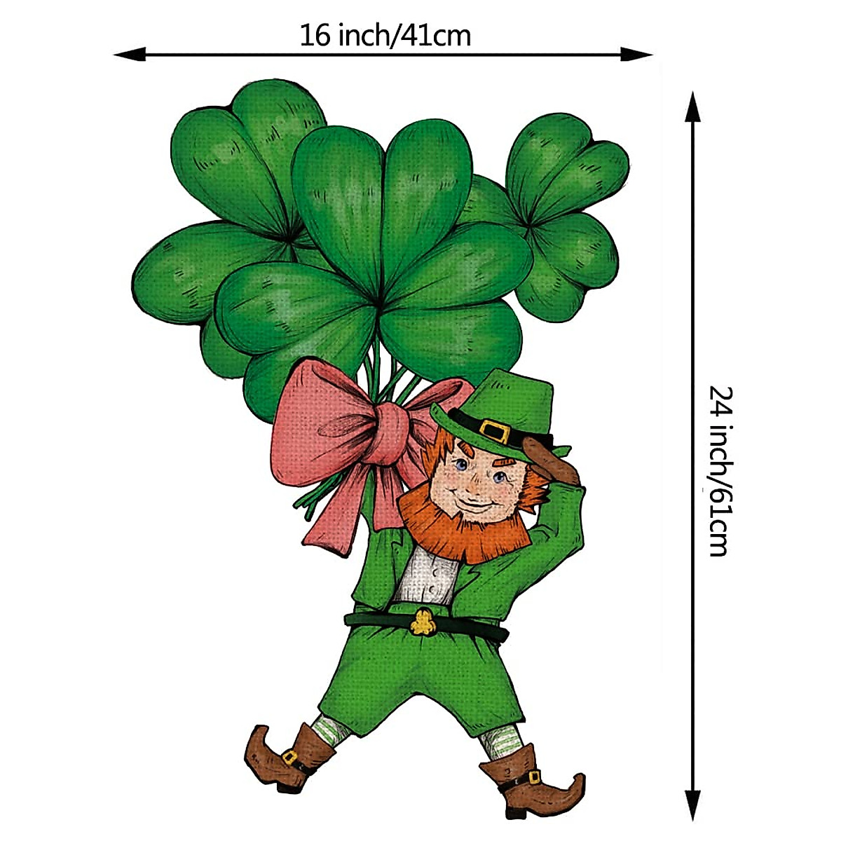 St Patricks Day Garden Flag Leprechauns Shamrocks Clovers Vertical Double Sided Holiday Yard Outdoor Decor 16 x 24 Inch
