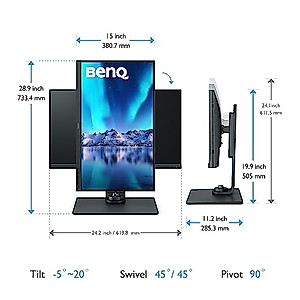 BenQ SW270C Photo Video Editing Monitor 27" QHD 1440p | 99% AdobeRGB,100% sRGB,97% P3 | IPS | Hardware Calibrated | 16 bit 3D LUT | DeltaE ≤2 | Uniformity | Pantone | AQCOLOR | Ergonomic | USB-C(60W)