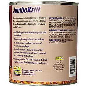 Tetra JumboKrill Freeze-Dried Jumbo Shrimp 14 Ounces, Natural Shrimp Treat For aquarium Fish, red (16200)