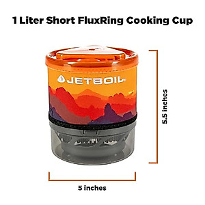 Jetboil MiniMo Camping and Backpacking Stove Cooking System with Adjustable Heat Control (Sunset)