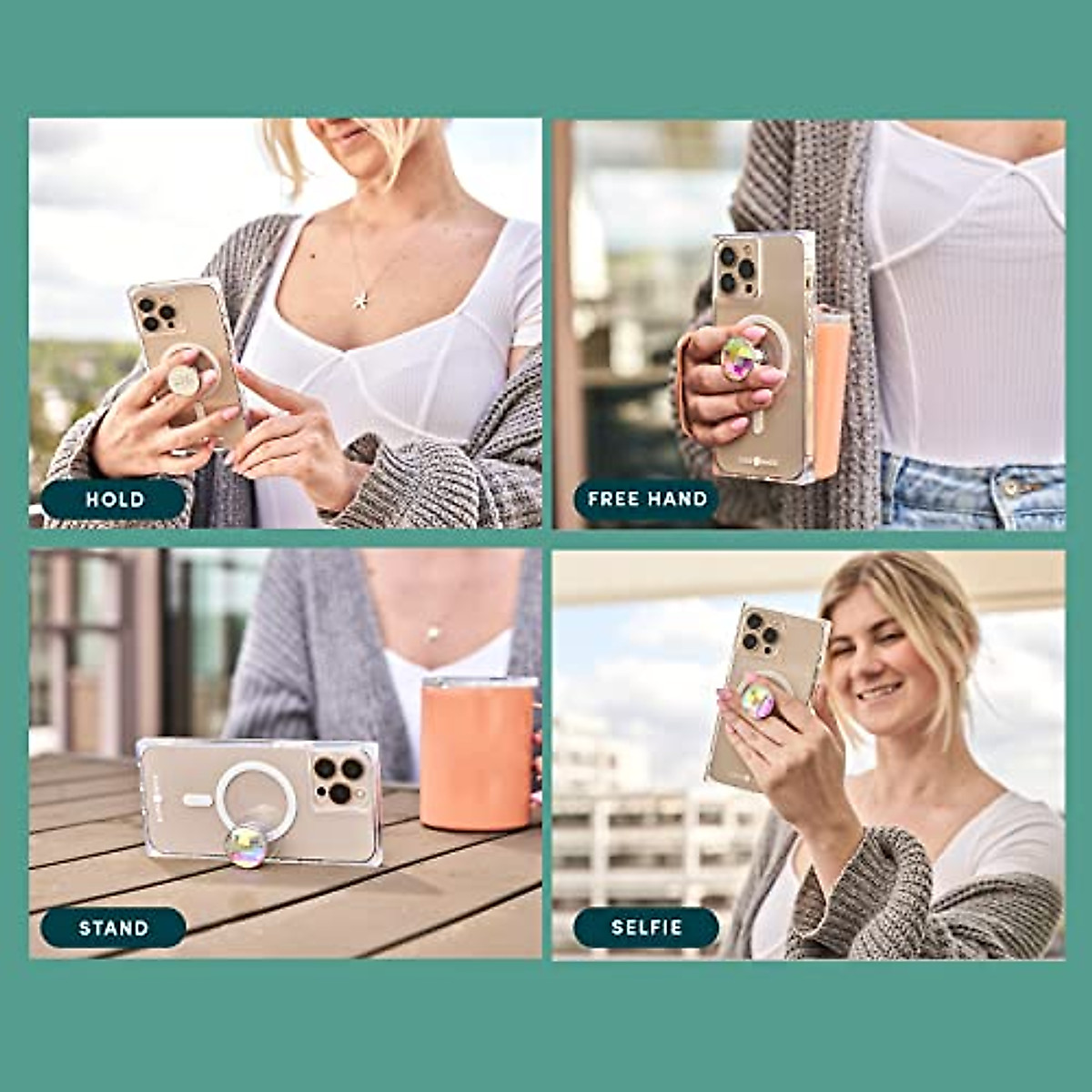 Case-Mate - Minis - Phone Grip - Cell Phone Holder - Suction Cup Cell Phone Stand [Removable For Wireless Charging] For iPhone 14 Pro Max/ 13 Pro Max/ 12 Pro Max/ S23 Ultra/ Pixel 7 - Twinkle Stardust