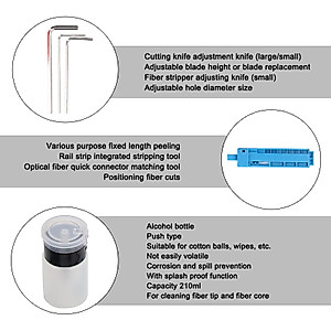 FTTH Fiber Optic Tool Kit, 3 in 1 Fiber Optic Termination Tools Kit with Optical Power Meter Optic Fiber Cleaver Fiber Optic Stripper Three Mouthed Clamp Fiber Length Fixer