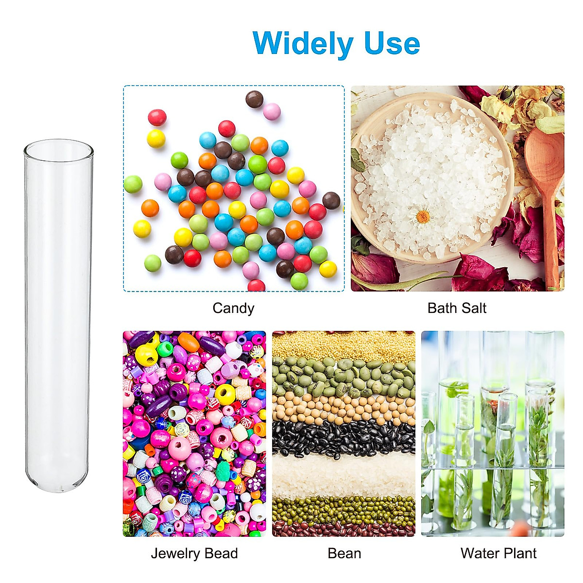 PATIKIL 80ml Test Tubes, 15pcs 6.5x1.18in Glass Clear Round Bottom Test Tube Containers for Bead Party Candy Bath Salt Storage Scientific Experiment Plant Propagation