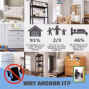 Anchors (12 Pack) Furniture Straps for Baby Proofing, Furniture Wall Anchors Metal 400 LB Falling Furniture Safety Prevention Straps Kids Toddler,Furniture Straps Anchors Earthquake Resistant.(Black)