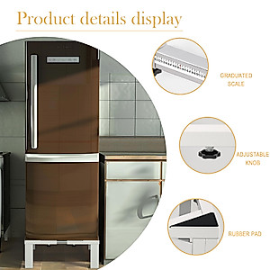 I'Ezonk Full size Heavy duty Stainless steel Laundry Pedestal ,12" Height Washer and Dryer Pedestals, Adjustable Universal washing machine stand and Ice maker stand(White)