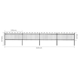 Garden Fence,Decorative Garden Fence, Security Palisade Fence,Practical Barrier Wall,Landscape Boundary Fence,Fencing for Yard,with Hoop Top,Steel 22.3' Black