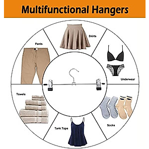 Qualsen Pants Hangers, 20Pack Adjustable Pants Hangers with Clips Baby Hangers with Clips Skirt Hangers with Clips Clothes Hanger Clips