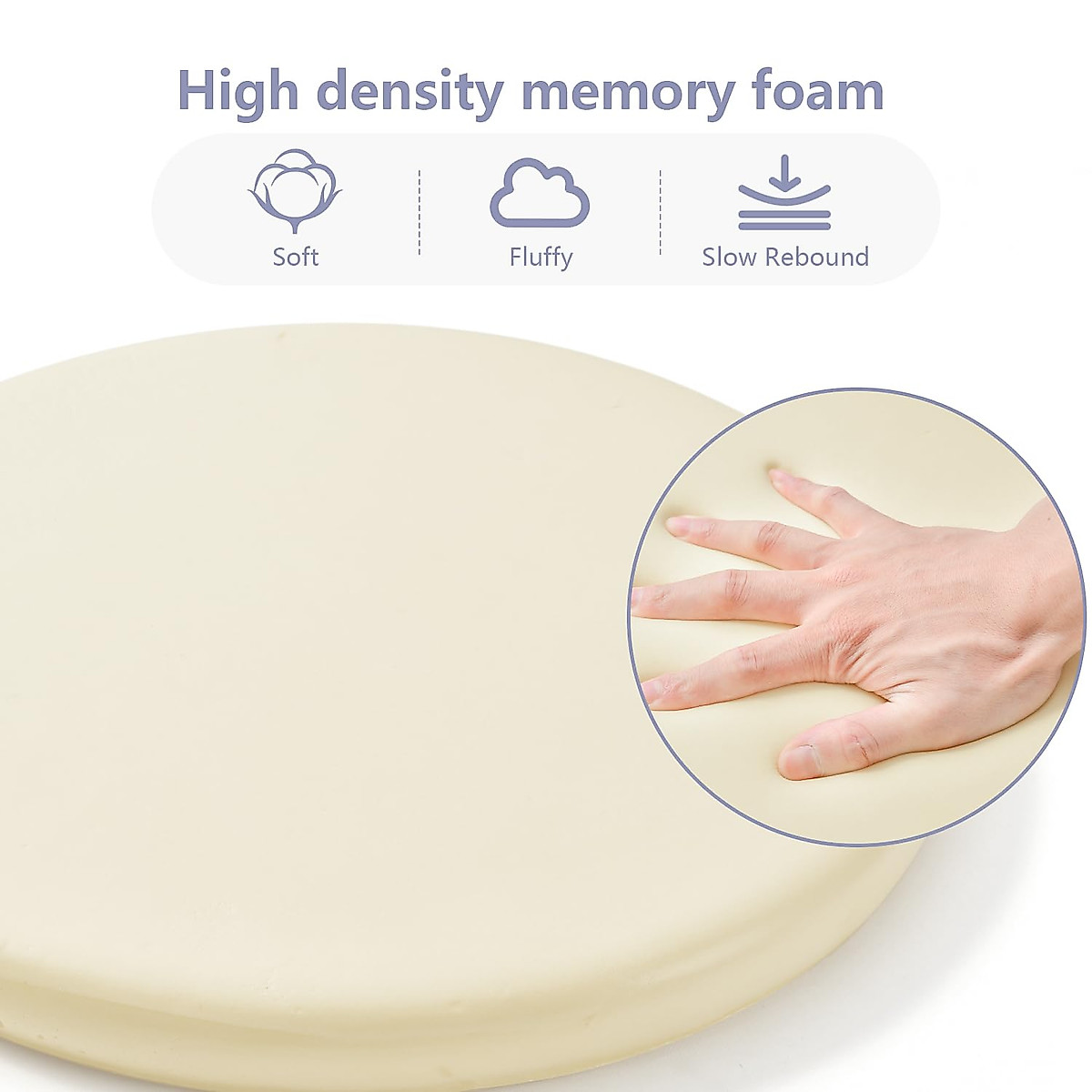 Gumcoly 14" Memory Foam Chair Cushion, Round Seat Cushion, Circle Stool Cushion with Removable Cover, Kitchen Dining Chair Pad Blue