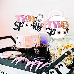 Girls Halloween 2nd Birthday Party Decor, Halloween Two Spooky Banner Cute Ghost Cake Topper Balloons for Halloween Theme Little Boo Second Birthday Happy Boo Day Boo Im Two Baby Shower Party Supplies