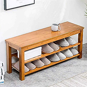TAZSJG Bamboo Shoe Bench, 3-Tier Shoe Rack, Shoe Storage Organizer with Seat, Ideal for Living Room, Bedroom and Hallway, Easy Assembly