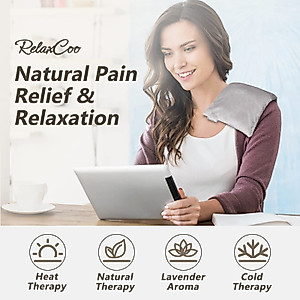 RelaxCoo Heating pad Microwavable with Washable Cover 6 * 12" Microwave Moist Heat Pad for Neck Shoulder, Cramps, Back Pain Relief, Warm Compress Rice Bean Bag Hot Pack for Muscles, Joints, Lavender