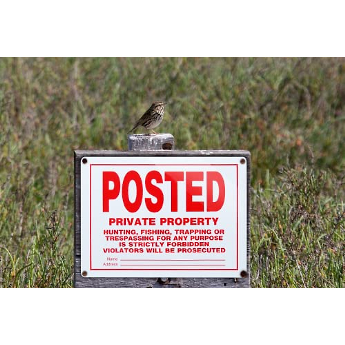 Posted No Trespassing Signs Private Property Mate No Hunting Sign 10x14 Inch Rust Free Aluminum,UV Ink Printing,Indoor or Outdoor Use(4 Pack)