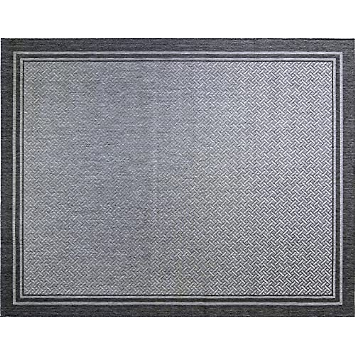 Gertmenian Indoor Outdoor Area Rug, Classic Flatweave, Washable, Stain & UV Resistant Carpet, Deck, Patio, Poolside & Mudroom, 9x13 Ft Extra Large, Simple Border, Silver Gray, 21978