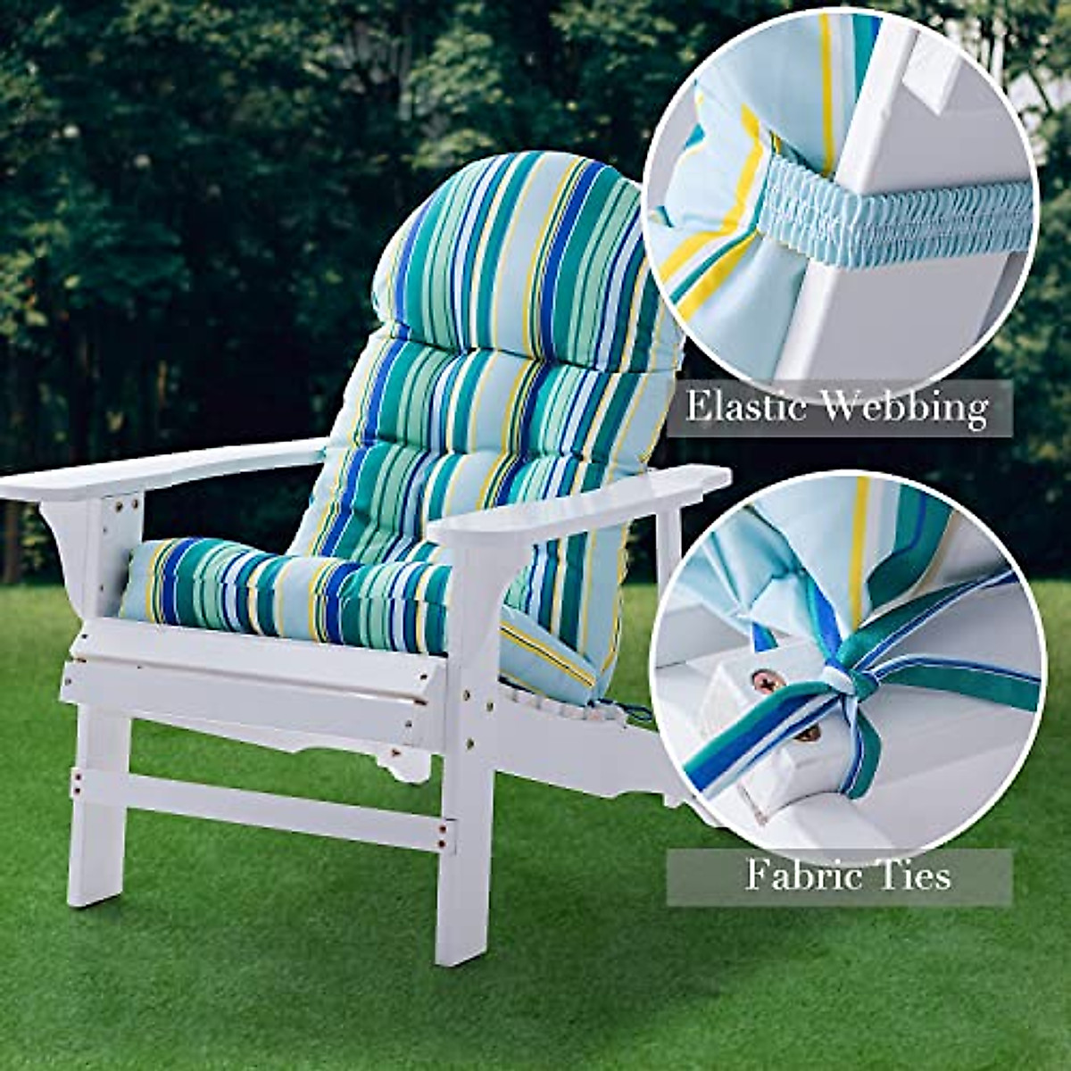 Enipate Weather Resistant Adirondack Chair Cushions High Back Indoor Outdoor Patio Tufted Thicken Lounge Cushion Seat Pads