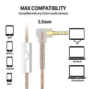 KZ EDX Wired Headset in Ear Entry Level HiFi Headset 3.5mm Detachable 2pin IEM bass Music Game Headset (White,Mic)