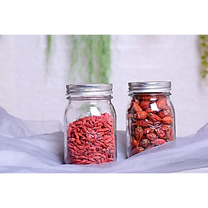 Hovico Mason Jars 17 oz With Regular Lids and Bands, Ideal for Jam,Dishwasher Safe Mason Jar for Fermenting, Kombucha, Kefir, Storing and Canning Uses, Clear- Set of 4