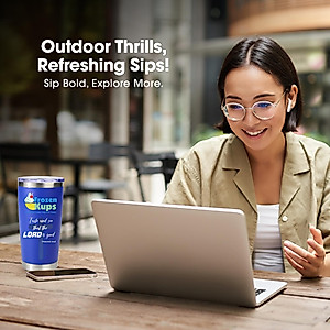 Frozen Kups 20oz Stainless Steel Tumbler Blue, Vacuum Insulated Coffee Tumbler with Lid, Hot and Cold Travel Coffee Mug, Durable Spill-Proof Insulated Coffee Mug, Double-Wall Insulated Tumbler (Blue)