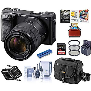 Sony Alpha a6400 Mirrorless Digital Camera with 18-135mm f/3.5-5.6 OSS Lens, Bundle with Camera Bag + Filter Kit + 32GB SD Card + SD Card Case + Corel Mac Software Kit + Cleaning Kit + Card Reader
