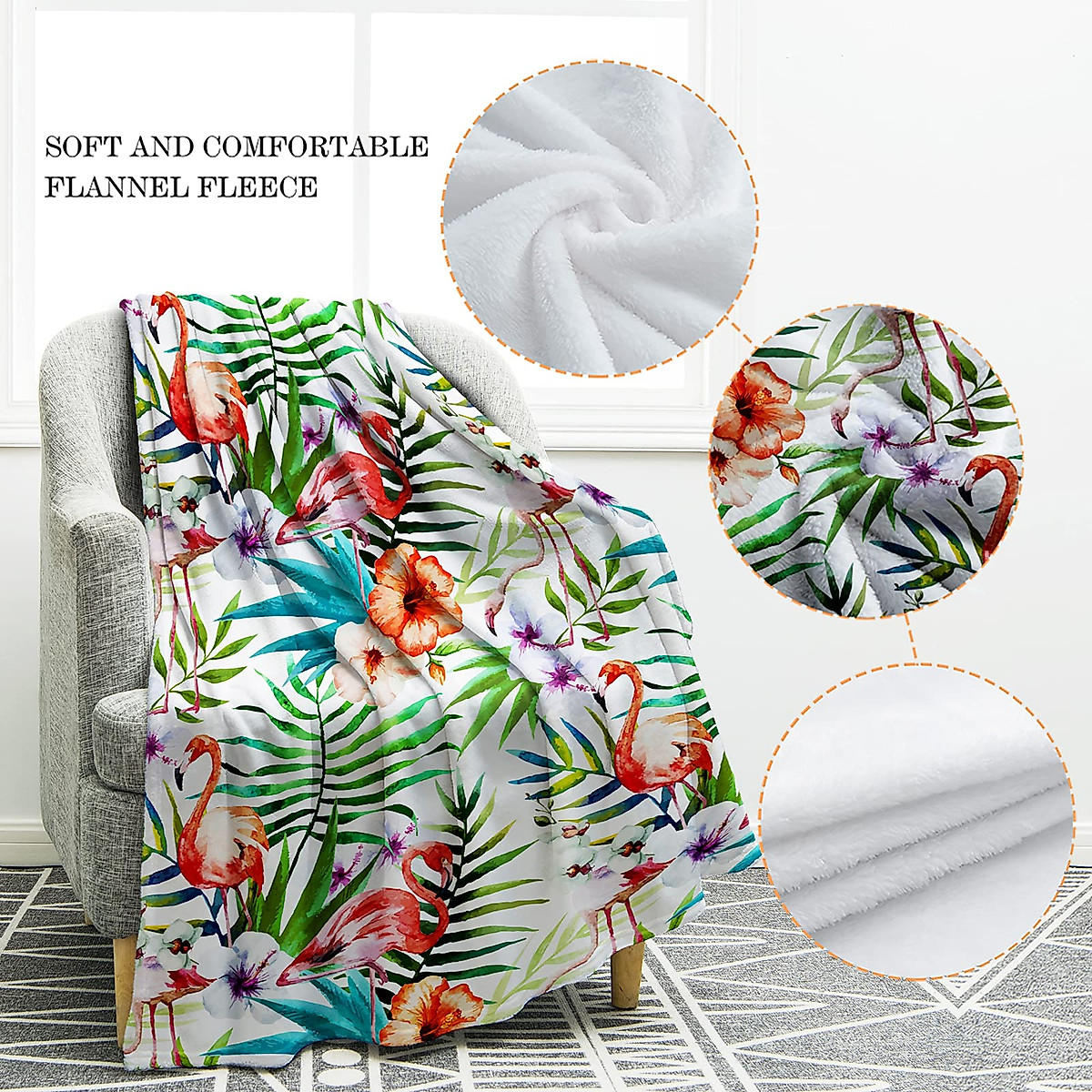 Jekeno Flamingo Gifts Blanket for Women Girls, Flamingo Throw Blankets Gifts for Adult Kids, Christmas Birthday Valentine's Day Animal Flamingo Decor Gifts for Home Bed Couch