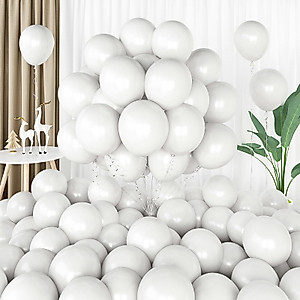 Jobkoo White Balloons 12 Inch, 60 PCS White Latex Balloons for Arch, Party Helium Balloons for White Party Decorations, Birthday Decorations for Bridal Baby Shower, Bachelorette Engagement Backdrop