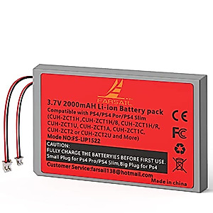 FARSAIL Rechargeable Batteries for PS4 Controller, 1-Pack 2000mAh LIP1522 PS4 Battery Replacement with Big and Small Plug for Playstation 4 PS4 Dualshock 4 Wireless Controller