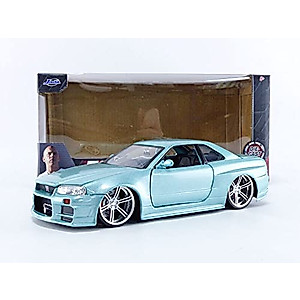Jada Toys Fast & Furious 1:24 Brian's 2002 Nissan Skyline GT-R R34 Blue Green Die-cast Car, Toys for Kids and Adults