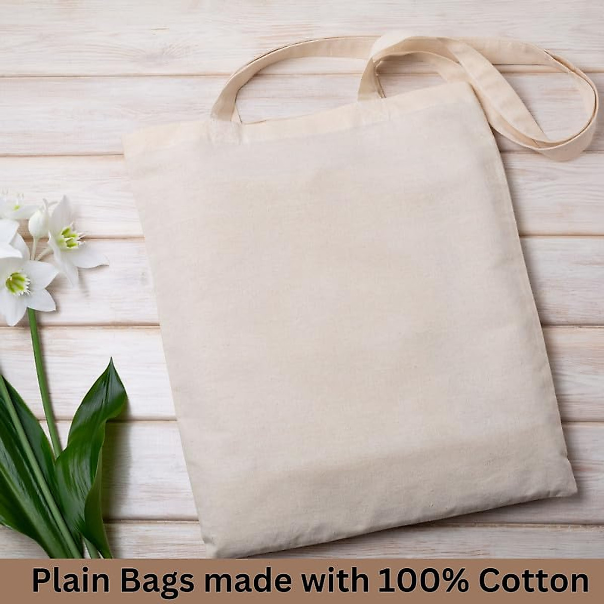 Saan Club 100% Cotton Tote Bags Bulk - Pack of 5 Canvas Tote Bags, Plain Lightweight Washable Foldable Canvas Grocery Bags, Reusable Shopping Bags for Groceries