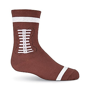 K. Bell Socks unisex child Football Crew Casual Sock, Brown, Shoe Size 11-14 US