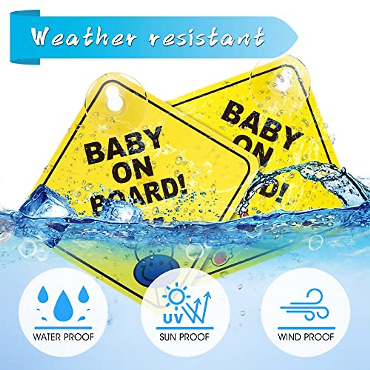TIESOME 2 pcs Baby on Board Car Warning, Baby on Board Sticker Sign for Car Warning with Suction Cups, Baby in Car Sticker for Car Window Cling Reusable Baby on Board Sticker Decal (Giraffe + Lion)