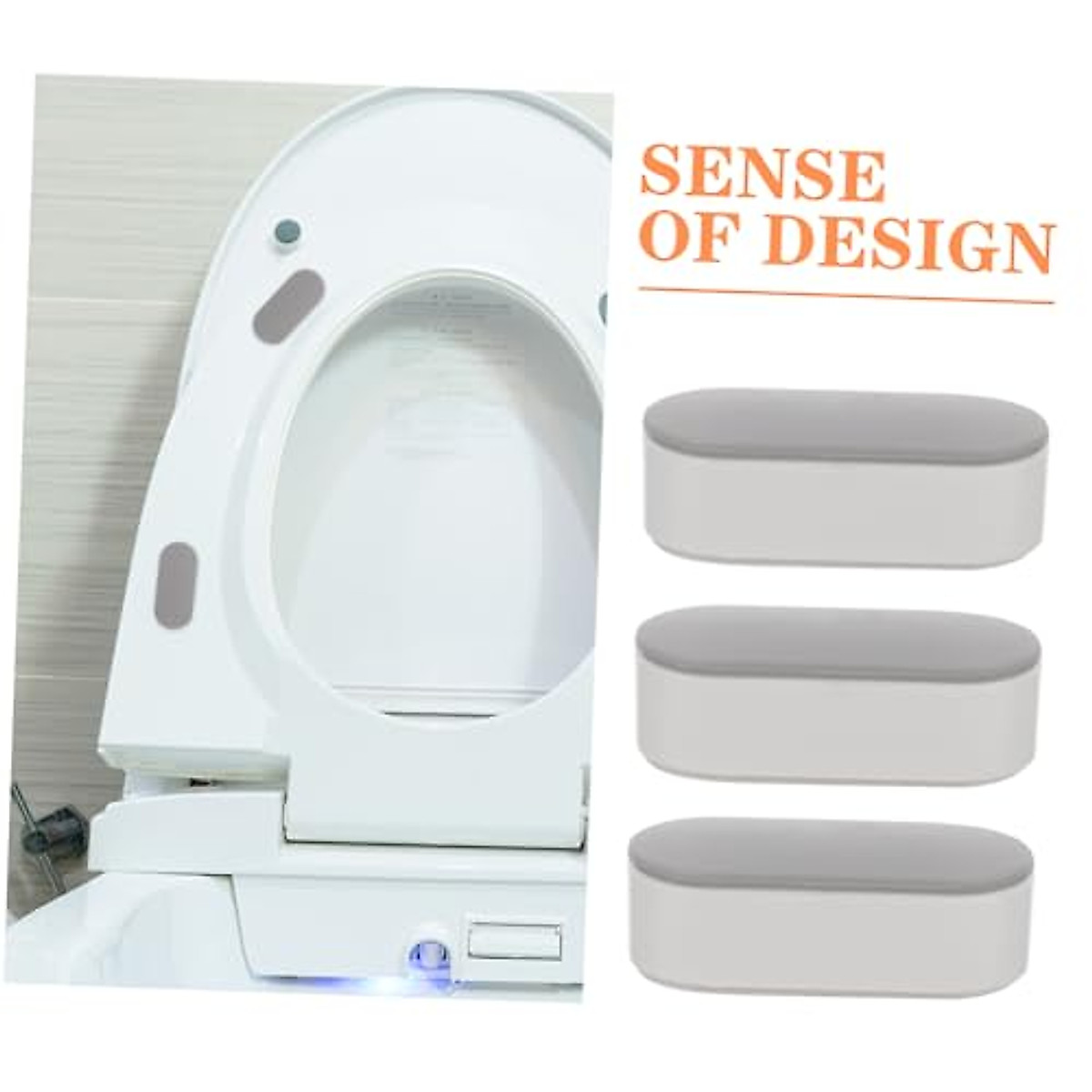 Angoily 4pcs Toilet Seat Gasket Toilet Buffer Pads Toilet Bumper Pad Toilet Cover Bumpers Toilet Seat Bumper Toilet Seat Stoppers Toilet Seat Bidet Replacement Kit Light Grey Plastic