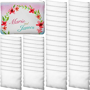 Frienda 50 Pieces Sublimation Blank Canvas Makeup Bags Bulk Blank DIY Heat Transfer Cosmetic Makeup Bags Canvas Pen Case Pencil Bags Clear Sublimation Blank Pouch with Zipper (White,9 x 6.89 Inch)