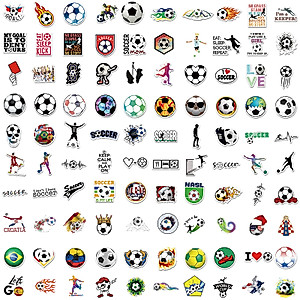 100PCS Soccer Stickers for Scrapbooking, Motivational Vinyl Waterproof Stickers for Water Bottles, Luggage, Teaching Incentives, Soccer Team Gifts for Kids, Teens and Adults