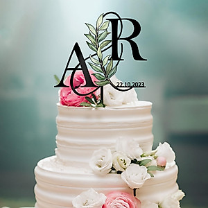 Party to Be Personalized Wedding Cake Topper in Acrylic Custom Bride and Groom Initial Cake Topper Cake Decoration (Design 03)