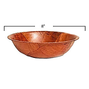 Wooden Woven Round Salad Bowl, Woven Wood Snack Bowl (8"-Inch, Set of 6) Mixing Bowl