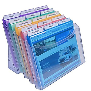 Ultimate Office StationMate StepUp Polystyrene File Desktop Organizer with 18, 3rd-Cut PocketFile Project Files, Clear