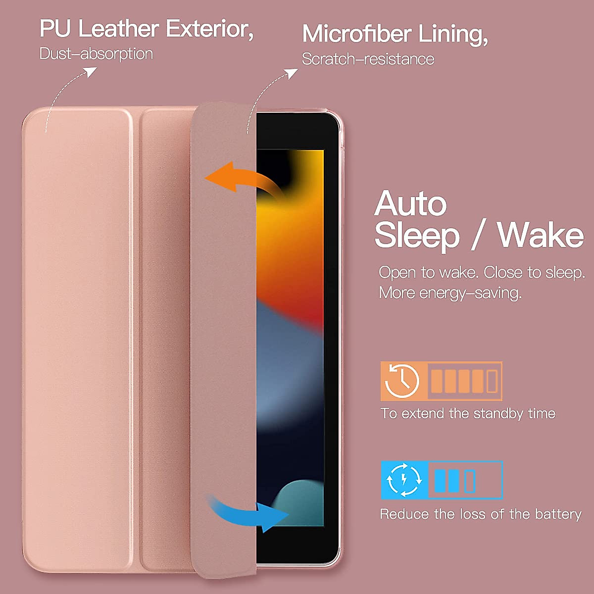 TiMOVO iPad 10.2 Case iPad 9th Generation 2021/ iPad 8th Generation 2020/ iPad 7th Generation 2019 Case,Slim Translucent Hard PC Protective Smart Cover with Stand for iPad 10.2 Inch,Rose Gold