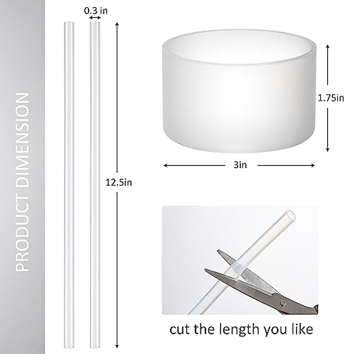2 PACK Silicone Boot and 2 PACK Silicone Straws for Stanley Quencher H2.0 40 oz Tumbler with Handle & IceFlow 20oz 30oz, Clear Reusable Straw & Bottom Sleeve Cover Set, Cup Accessories for Stanley