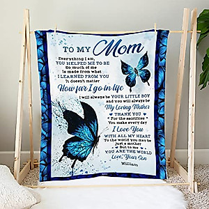 Toyshea to My Mom Blanket Everything I Am You Helped Me to Be Mom Gifts from Daughter Son Personalized Butterfly Throws Soft Sherpa Blanket Fleece Blanket for Mothers Day Christmas Birthday Presents