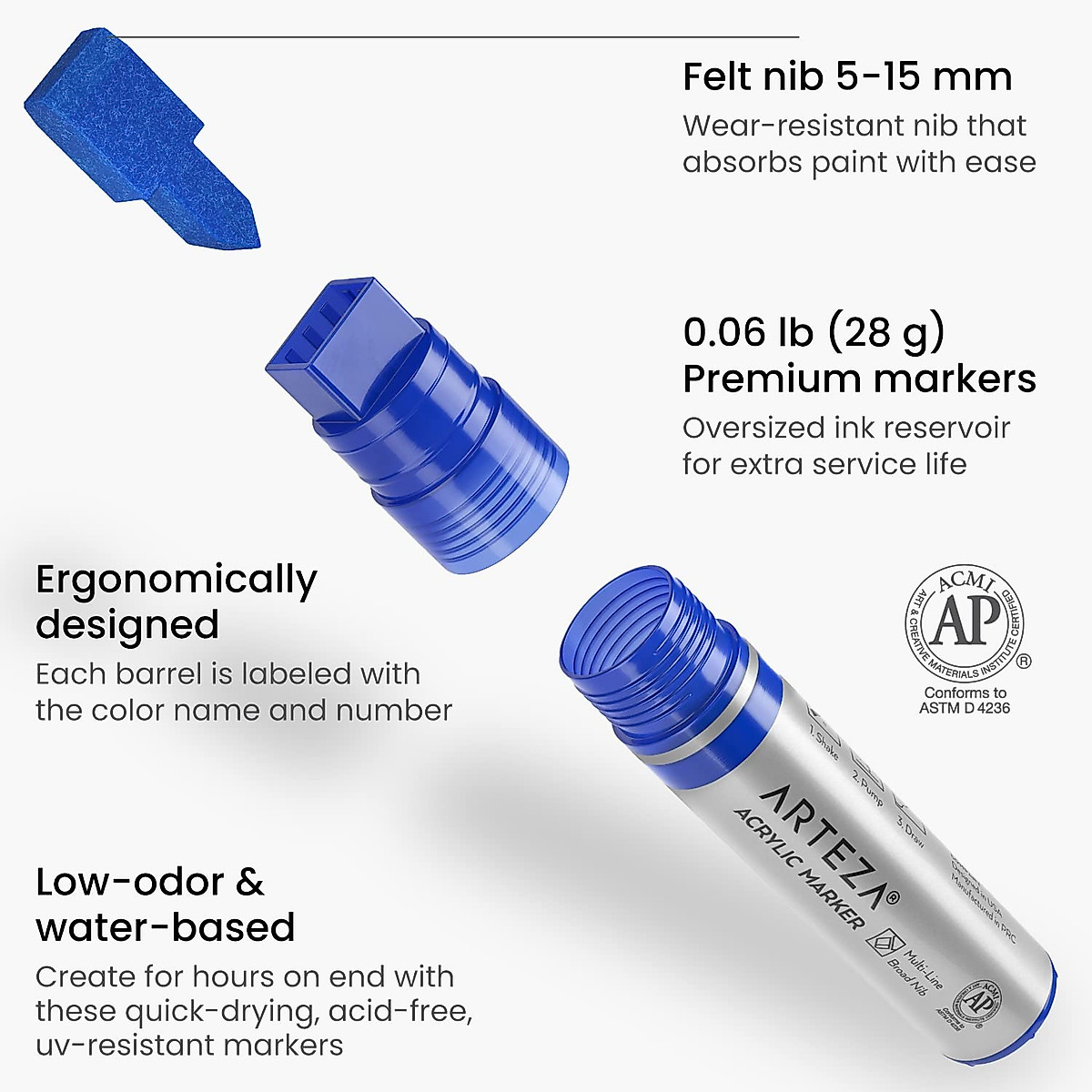 Arteza Acrylic Paint Markers, 7 Acrylic Paint Pens in Classic Colors, 3-in-1 Multi-Line Nibs, 5–15 mm Line, UV-Resistant, Art & Craft Supplies, Use on Canvases for Painting, Glass, Plastic, Rock