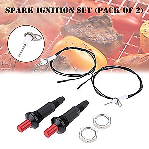 DRELD 2Pack Piezo igniter Spark Ignition with Push Button Igniter, Piezo Igniter with Threaded Ceramic Electrode lgniter, Type of 1 Out 2, Wire 1 Meter, Fit for Gas Grill Range Heater Stove