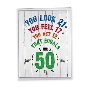 NobleWorks - 50th Big Funny Birthday Card (8.5 x 11 Inch) - Group Milestone Notecard for Year Old, Birthday Congrats from All of Us - Age Equation 50 J7195MBG-US