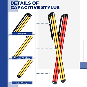 Konohan 200 Pack Stylus Pens for Touch Screens Capacitive Screen High Sensitivity Metal Tablet Pen Universal Fine Point Phone Devices, 10 Color