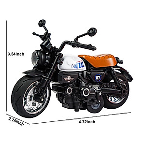 Gilumza Pull Back Motorcycle Toys, Tiny Gift with Music Lighting, Classic Motorcycles Toy for Boys Kids Age 3 4 5 6 7 8 Year Old (White)