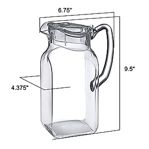 Amazing Abby - Quadly & Stripe - 64-Ounce Pitcher and 24-Ounce Plastic Tumblers (8-Pack), BPA-Free, Shatter-Proof, Great for Iced Tea, Sangria, Lemonade, and More