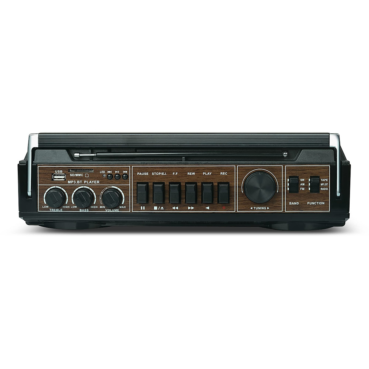 AudioBox RXC-25BT Retrobox 2 Way Speaker System Boombox w/Bluetooth Connectivity, AM/FM/SW Radio, USB and SD Card Connection, & Cassette Player, Black