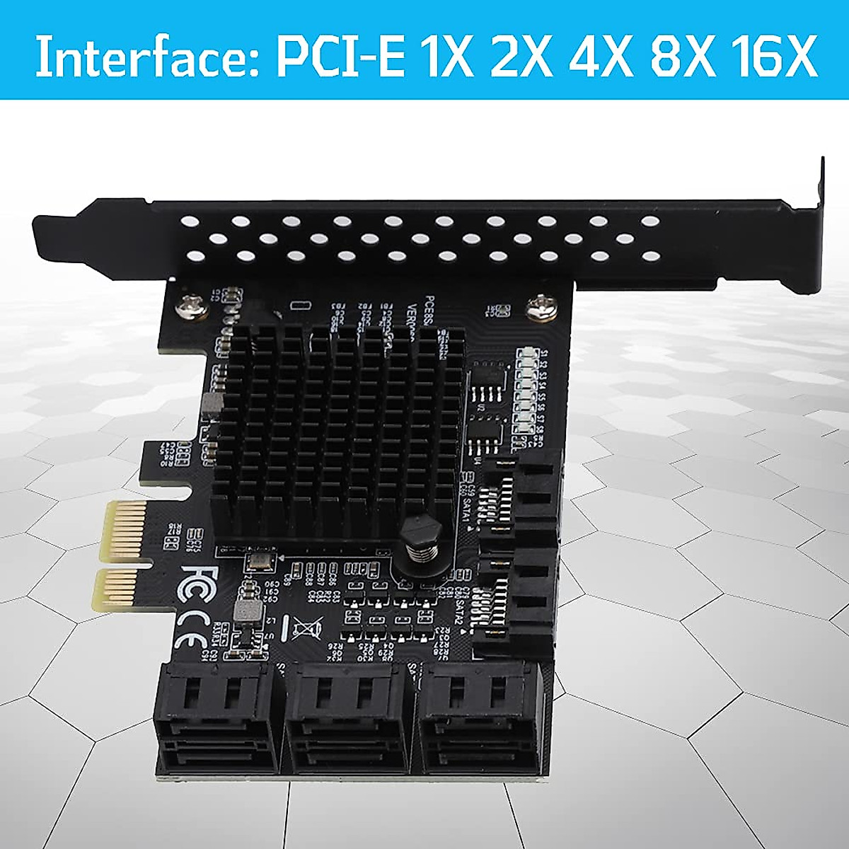 Heayzoki Ports PCI-E to SATA 3.0 Card,PCI Express PCI-e Expansion Card,PCI-E to SATA3.0 Controller Expansion Board,for 7/8/XP/10,with Driver Disc,Semi-High Baffle