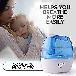 Zulay Cool Mist Humidifiers (2.2L Water Tank) - Quiet Ultrasonic Humidifiers For Bedroom with Auto-Shutoff Feature - Air Humidifier For Plants, Babies Nursery and Kids Room (Blue)