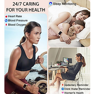 INNOFOVO Smart Watches for Women (Answer/Make Calls), 1.85" Smart Watch for Android iOS Phones Waterproof Smartwatch Fitness Tracker with Heart Rate Sleep Monitor Pedometer Fitness Watch, Gold