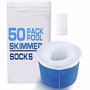 GOKU 50 Pack Pool Skimmer Socks for Above Ground Pool & Inground Pool, Debris Pollen Pool Filter Socks for Skimmer Basket, Hair Leaves Fine Mesh Net Liners Filter Savers Scum Sock Reusable
